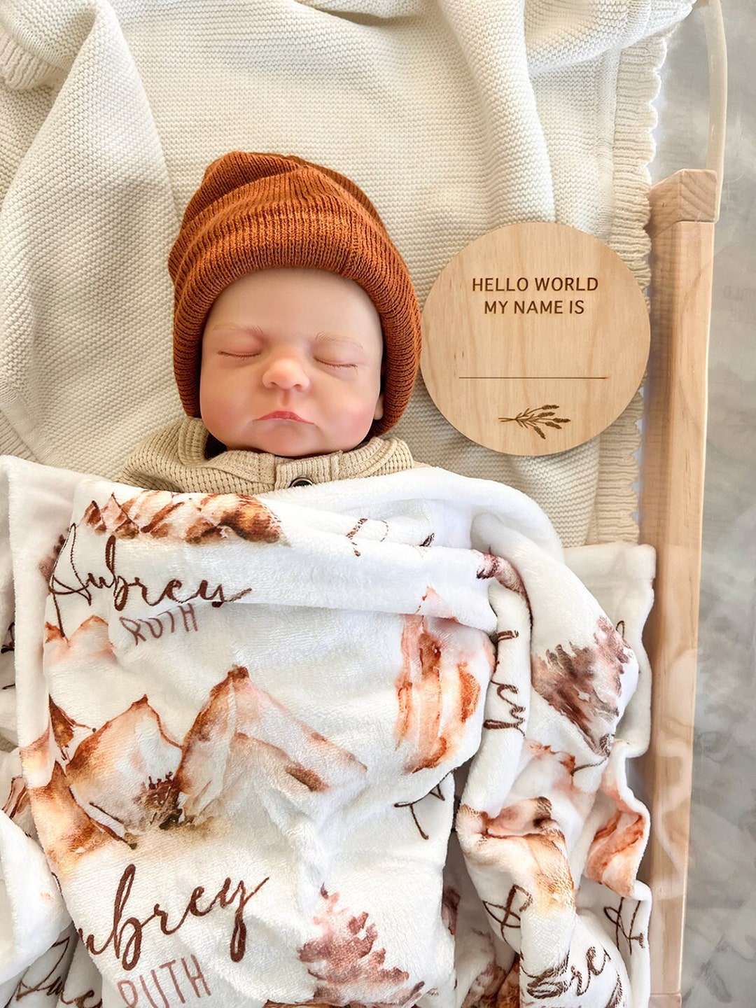 Wooden Baby Disc, Baby Name Announcement, Baby Name Sign, Birth Stats ...