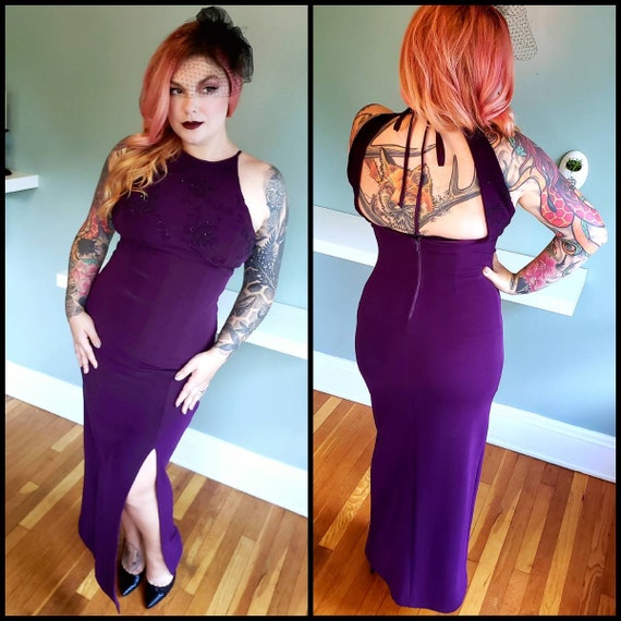 90s Beaded Goth Bodycon Dress - Gem