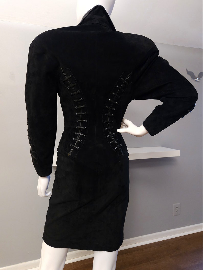80s Vintage Genuine Leather Suede Goth Bodycon Dress XXS - Etsy