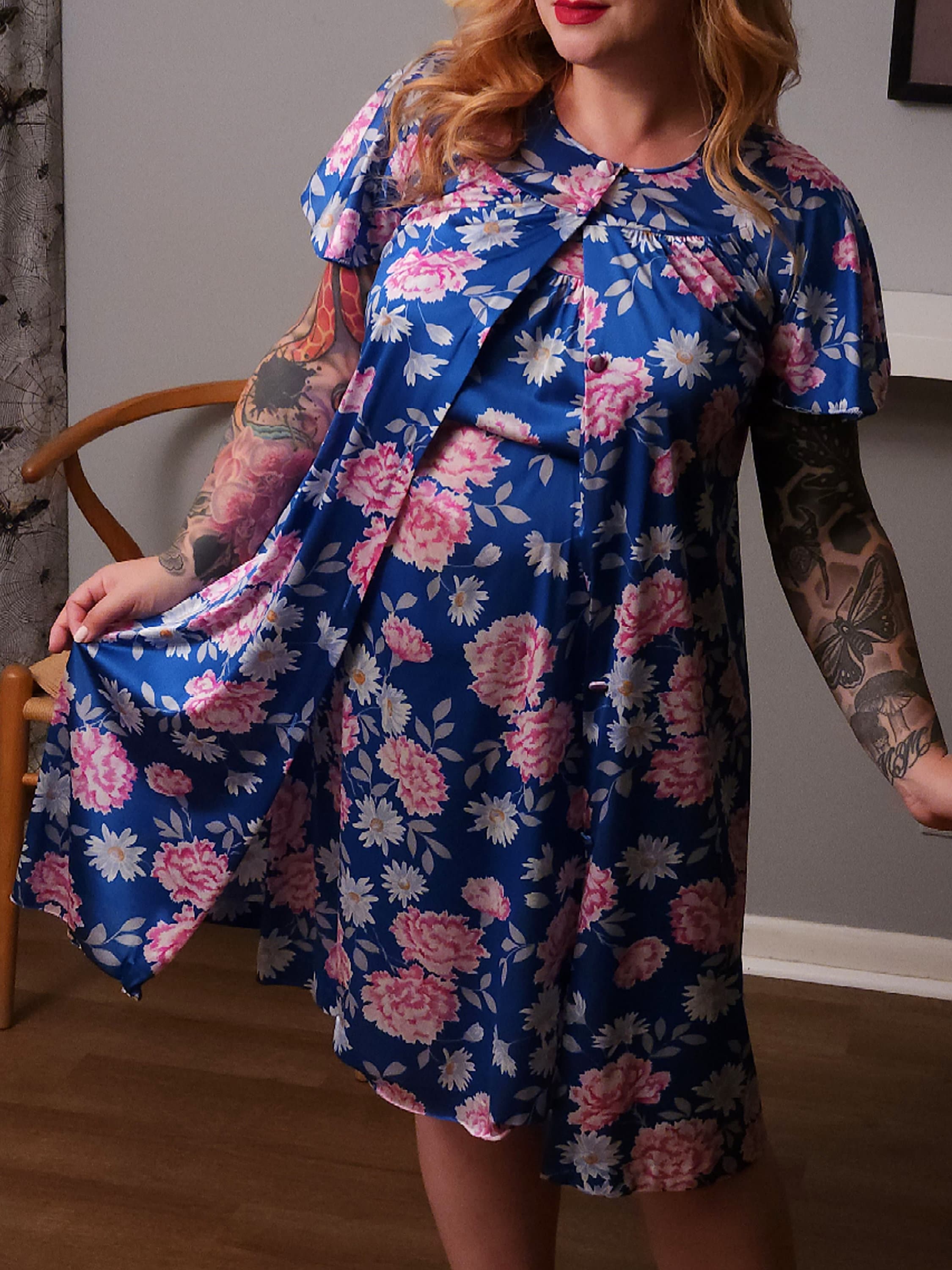 60s Curvy Vintage Nightie Set Floral Cottage Core S-XL - Etsy