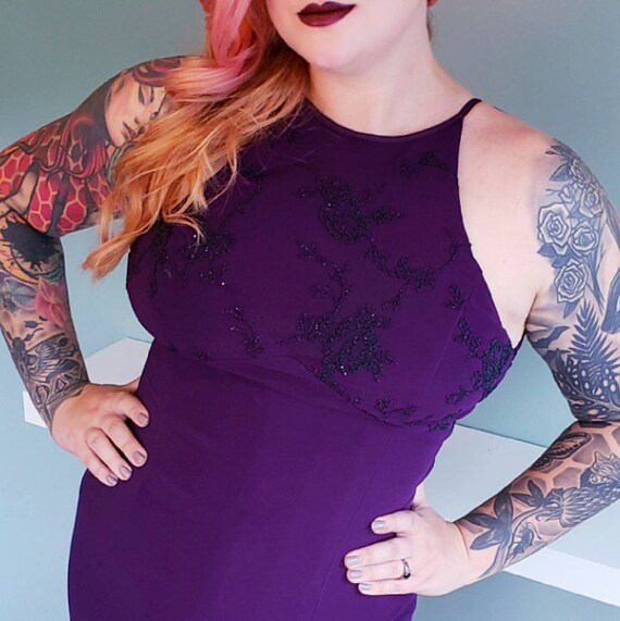 90s Beaded Goth Bodycon Dress - Gem