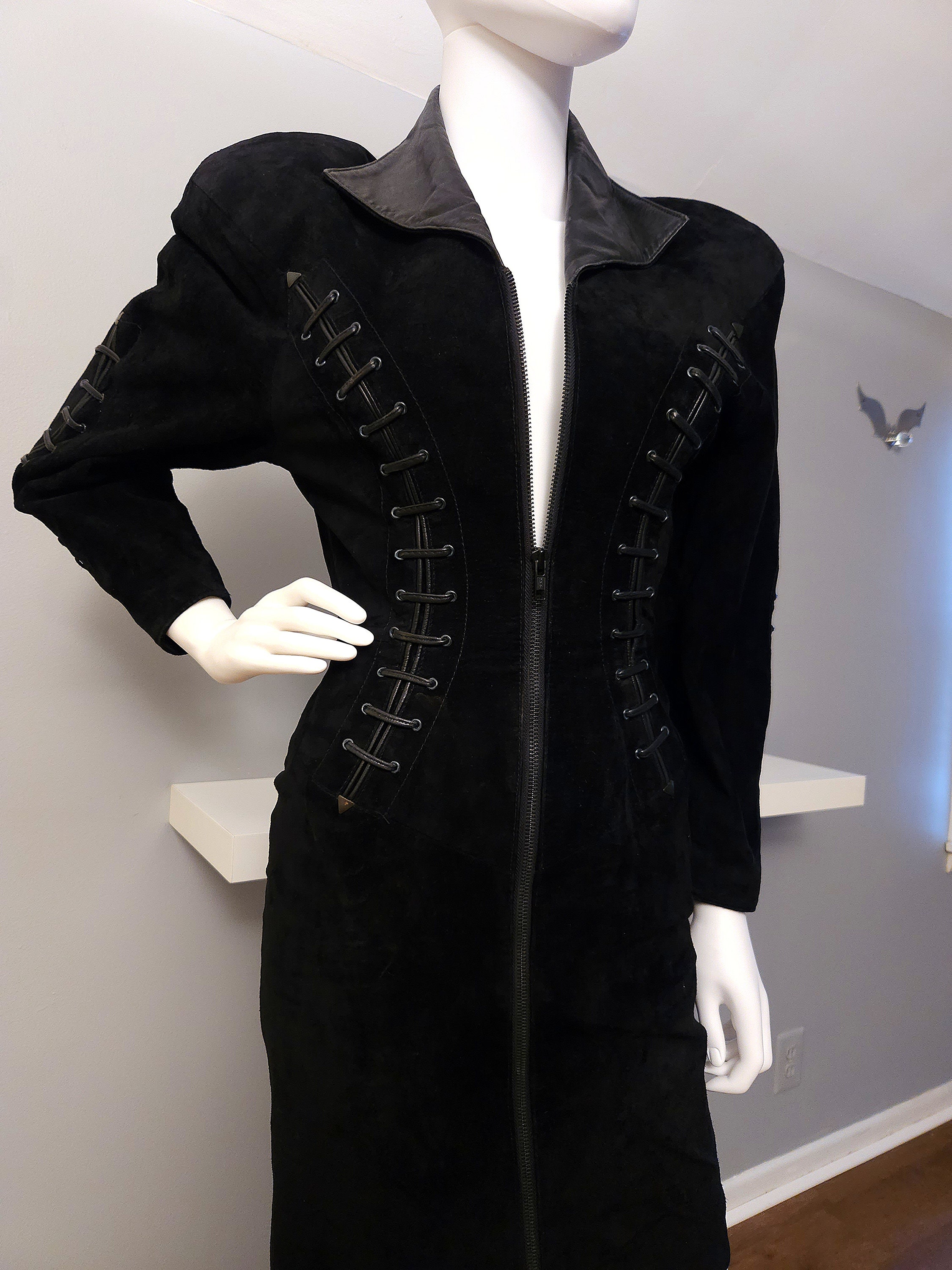 80s Vintage Genuine Leather Suede Goth Bodycon Dress XXS - Etsy