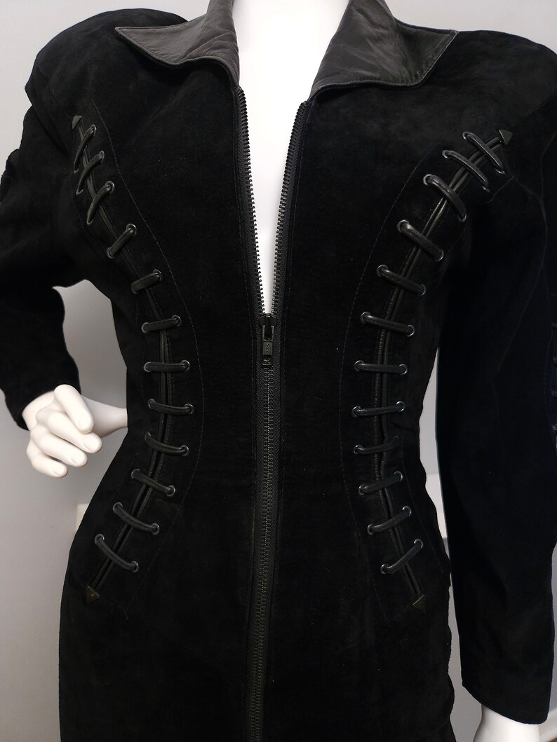 80s Vintage Genuine Leather Suede Goth Bodycon Dress XXS - Etsy