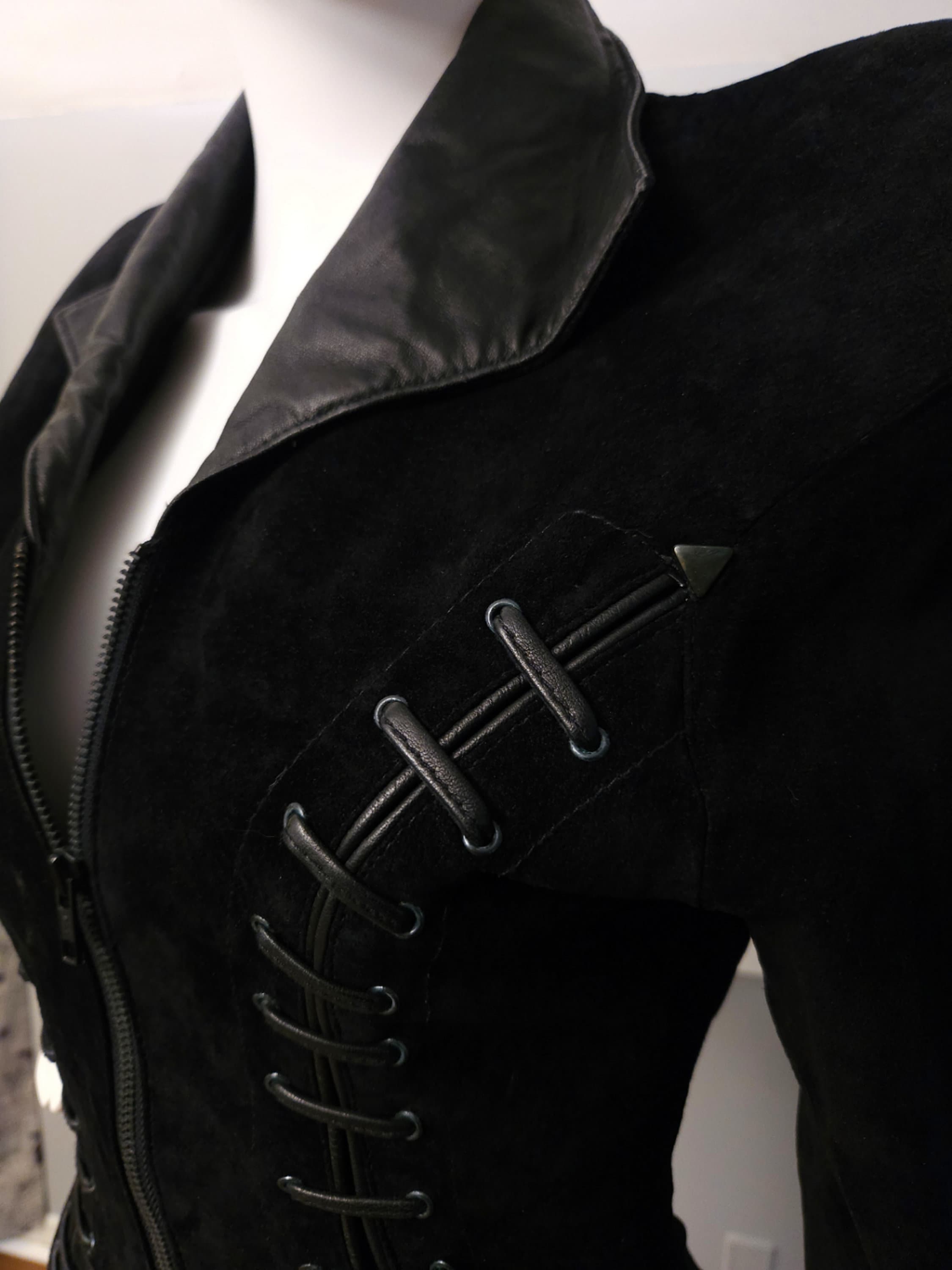 80s Vintage Genuine Leather Suede Goth Bodycon Dress XXS - Etsy