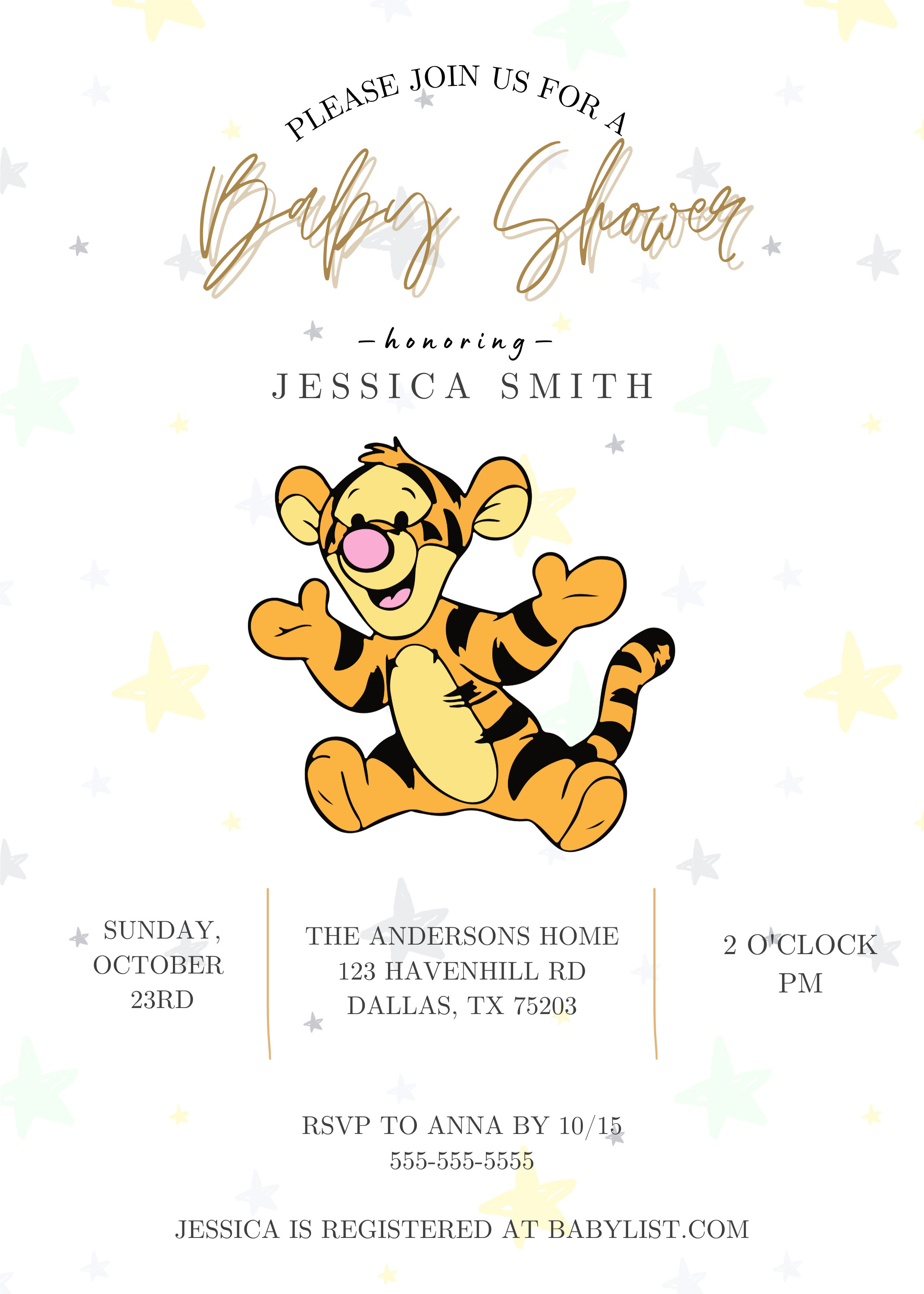 Tigger Baby Shower Sprinkle Invitation: Rustic Boho, Gender Neutral ...