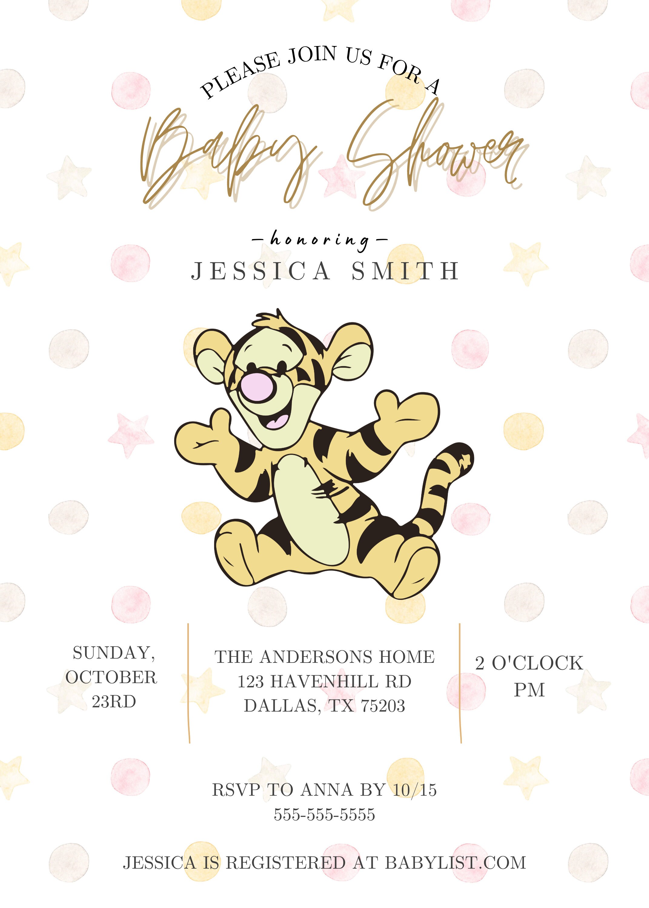 Classic Pooh Baby Tigger Baby Shower or Sprinkle Digital Invite for ...
