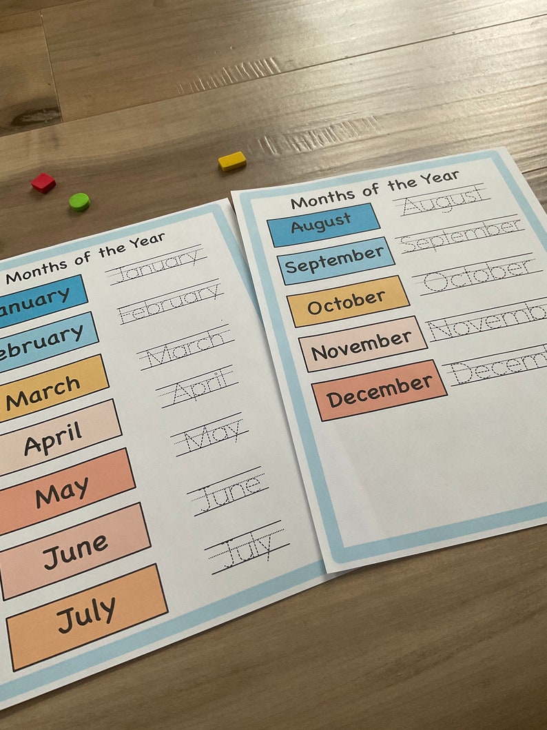 Months of the Year Tracing ENGLISH - Etsy