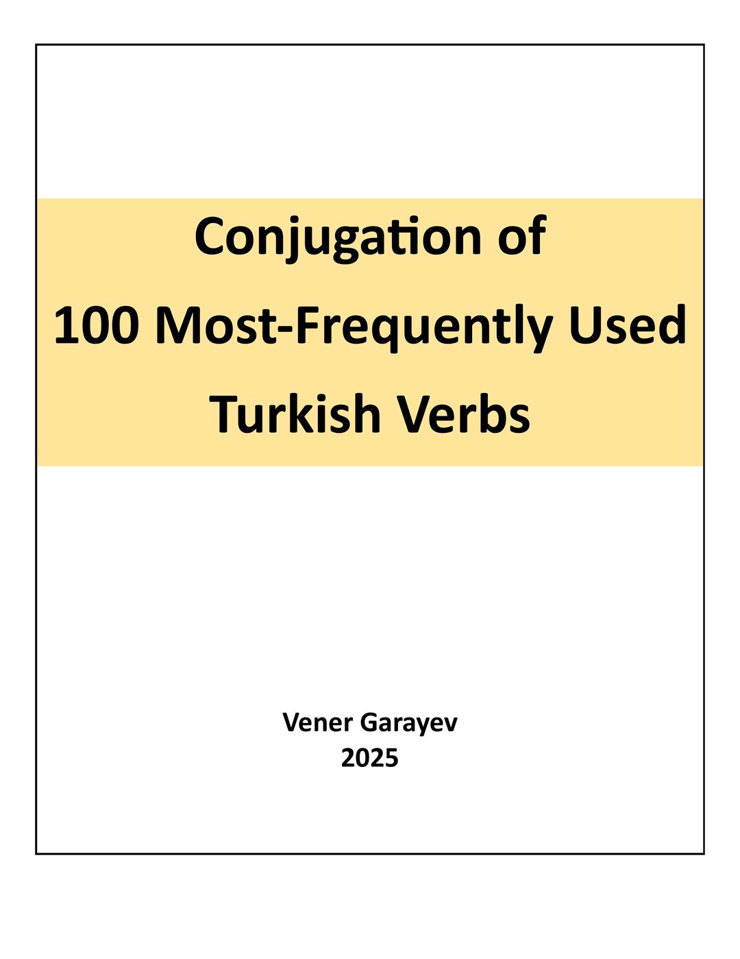 Conjugation of 100 Most Frequently Used Turkish Verbs - Etsy