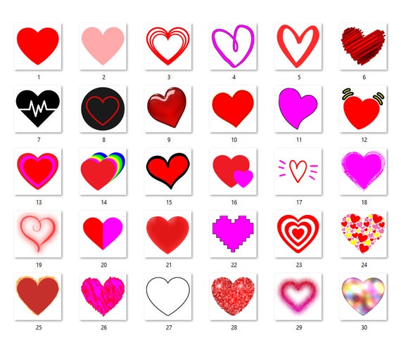 Bundle of 30 Heart Images Heart SVG Heart Image PNG Heart | Etsy