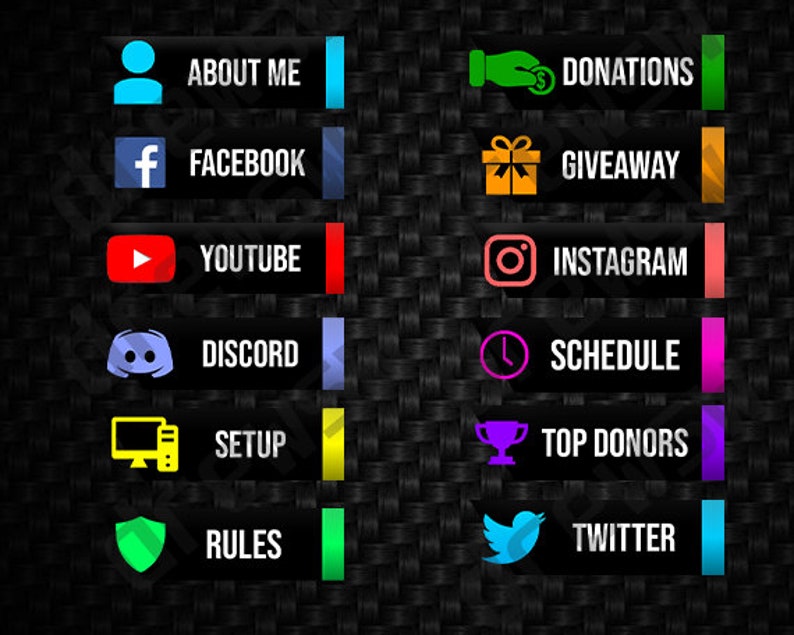RGB Animated Package for Twitch Streaming Designed Panels Twitch ...