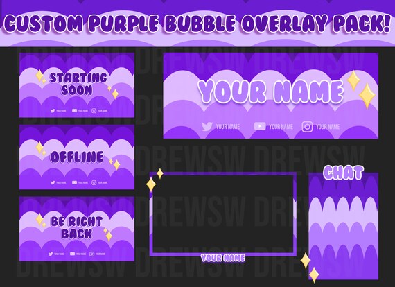 Custom Cute Purple Bubbles Overlay Pack Live Streaming | Etsy