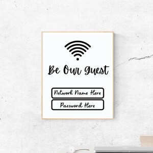 Be Our Guest WIFI Password Sign Printable, Wifi Sign, Wifi Sign ...