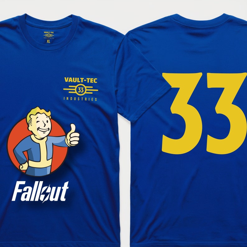 Fallout Vault 33 T-shirt Vault-tec 100% Cotton Unisex T-shirt Printed ...