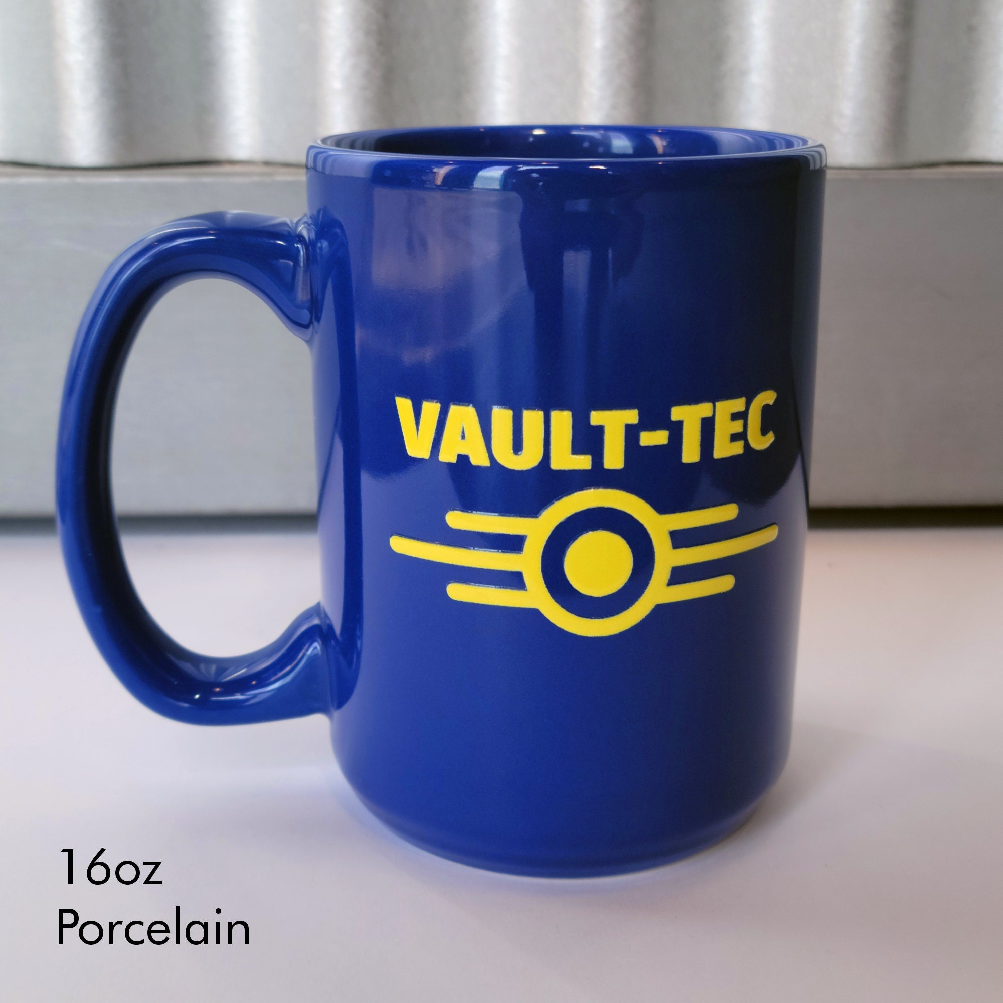 Fallout Vault-tec Blue Coffee Mug Premium 16oz Porcelain Cinema Grade ...