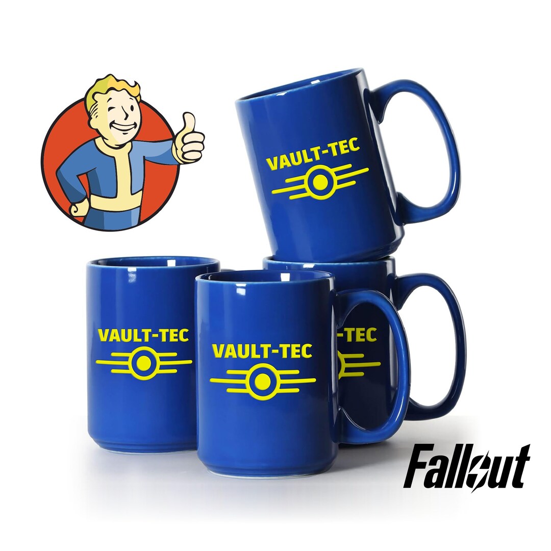 Fallout Vault-tec Blue Coffee Mug Premium 16oz Porcelain Cinema Grade ...
