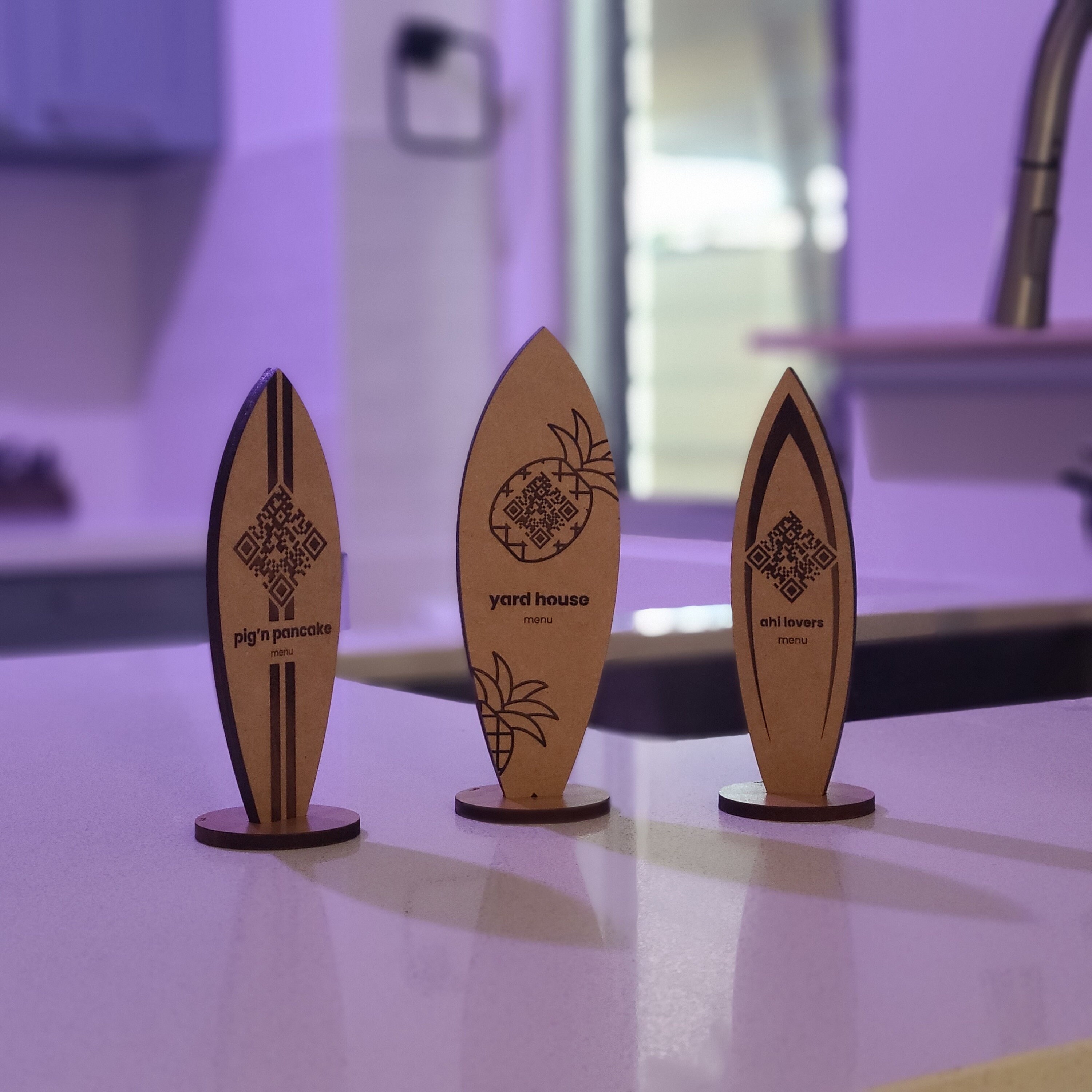 Surfboard Table Qr Code Sign | Centerpiece Decor | Restaurant Menu ...