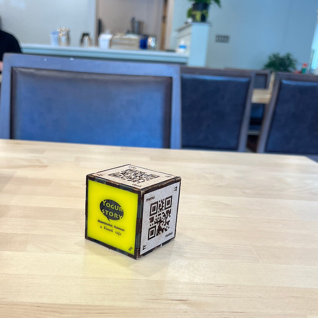 Cubic Qr Code Sign Custom Made Menu Table Decor Restaurant Shop ...