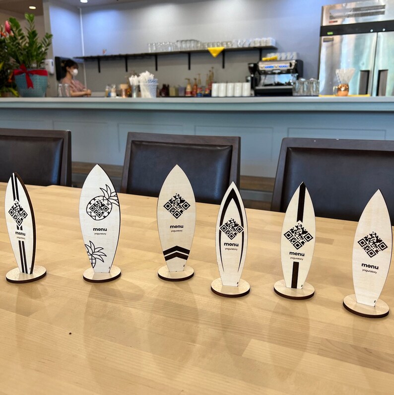 Surfboard Table Qr Code Sign | Centerpiece Decor | Restaurant Menu ...