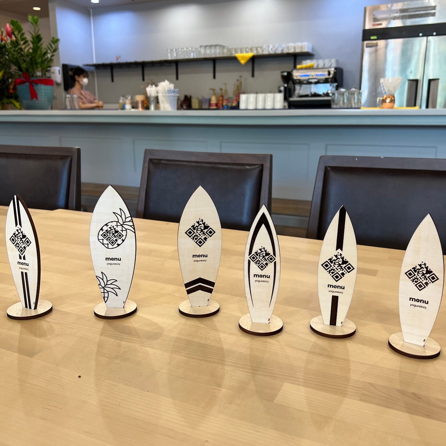 Surfboard Table Qr Code Sign | Centerpiece Decor | Restaurant Menu ...