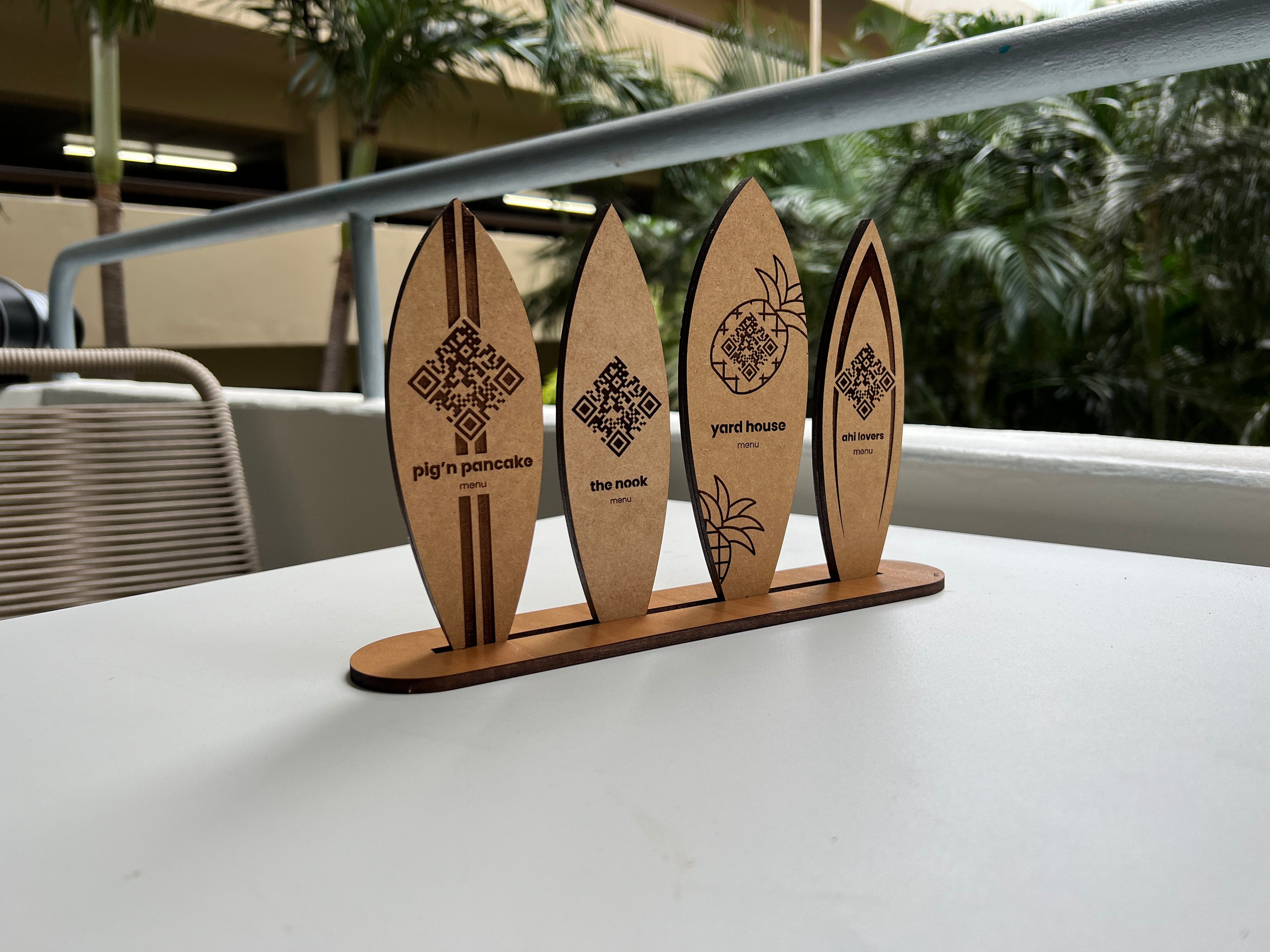 Surfboard Table Qr Code Sign | Centerpiece Decor | Restaurant Menu ...