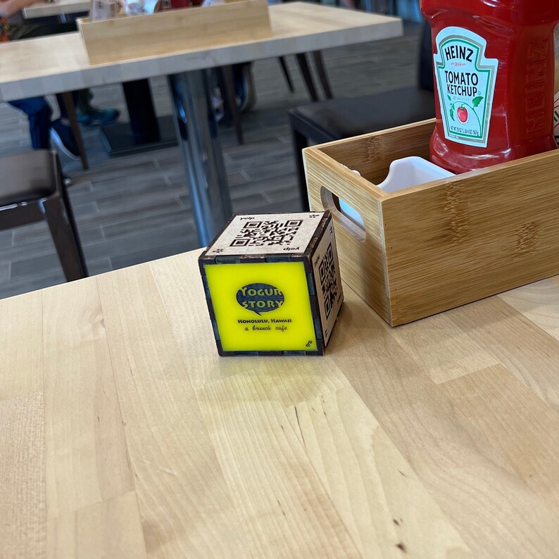 Cubic Qr Code Sign Custom Made Menu Table Decor Restaurant Shop ...