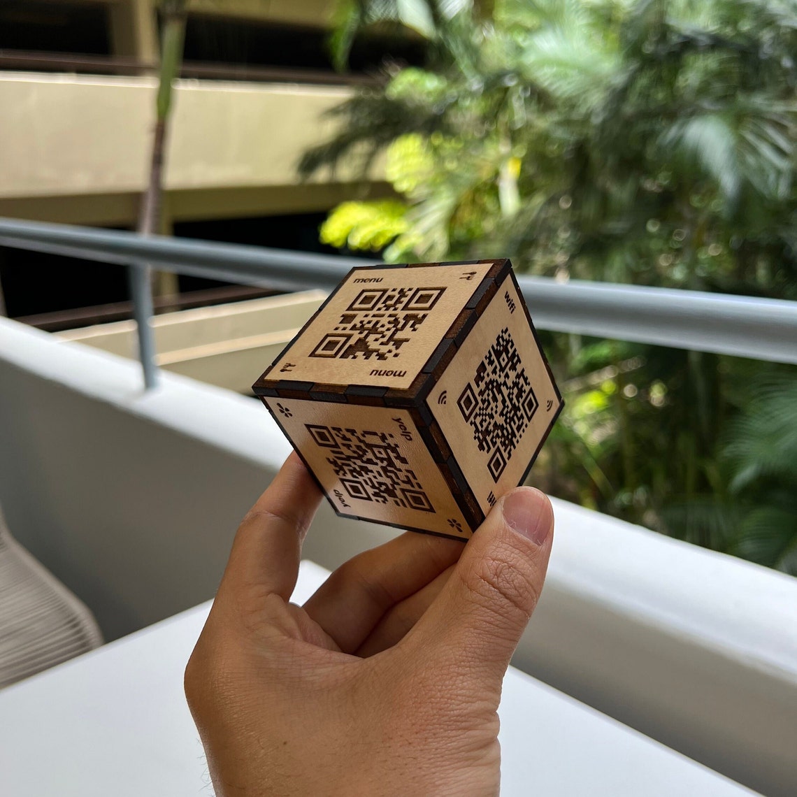 Cubic Qr Code Sign Custom Made Menu Table Decor Restaurant Shop ...