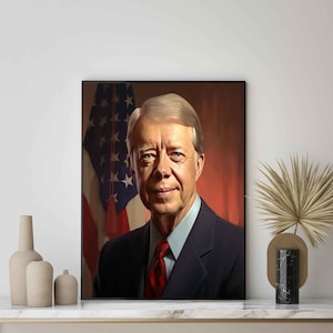 Jimmy Carter Poster Art Print, US President Wall Decor Painting Artwork ...