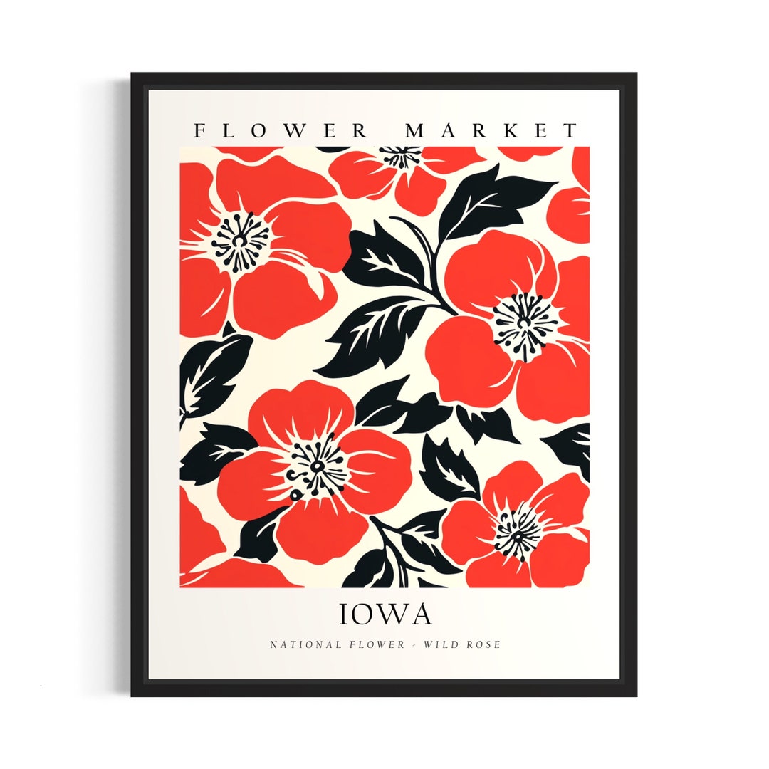 Iowa Flower Market Poster Art Print, Botanical Collection for Bedroom ...