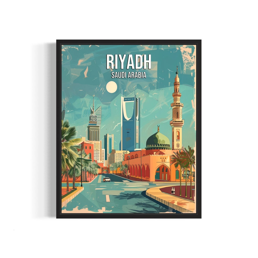 Riyadh Saudi Arabia Poster Art Print, City Retro Vintage Painting Wall ...