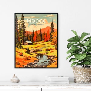 Modoc National Forest Poster Art Print, Retro National Park Gifts - Etsy