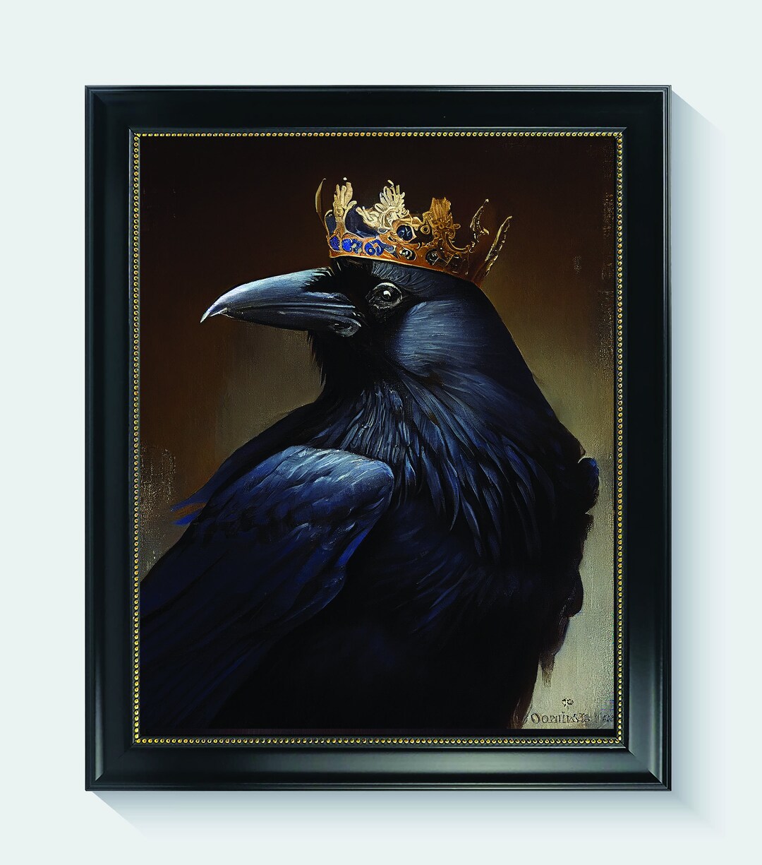 Raven With Crown Poster Art Print, Gothic Wall Decor Painting Artwork ...