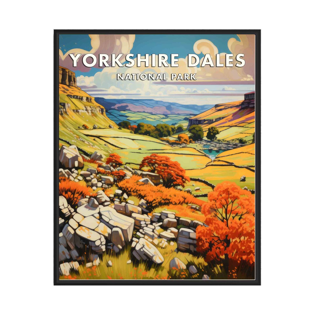 Yorkshire Dales National Park Poster Art Print, Retro National Park ...