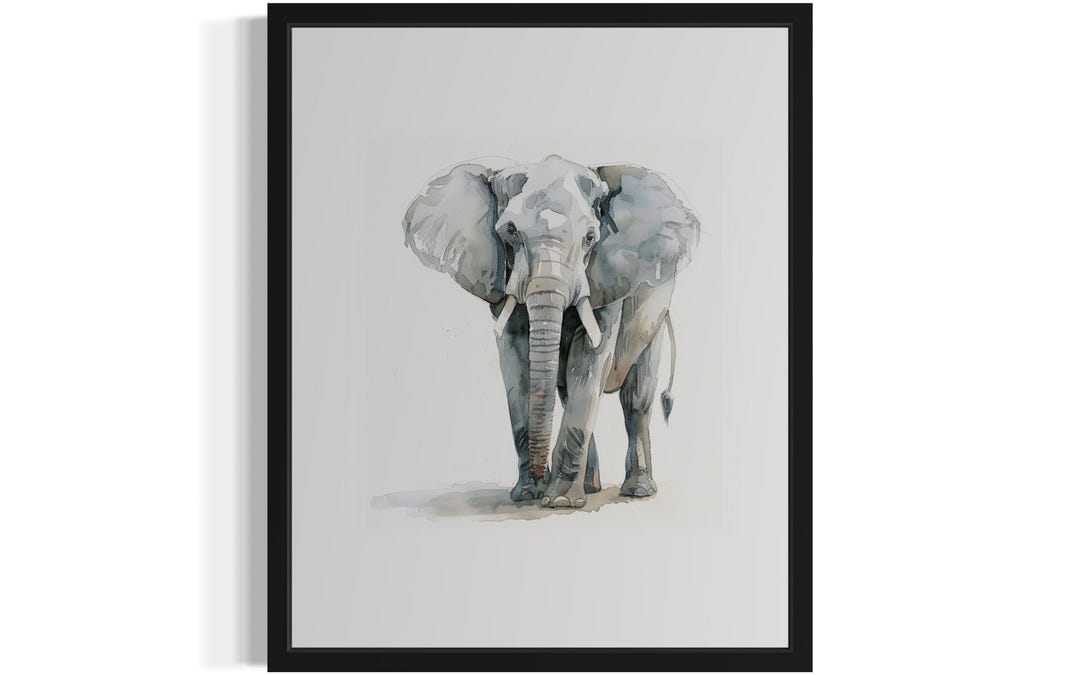 Elephant Poster Art Print, Animal Watercolor Wall Art Painting Picture ...