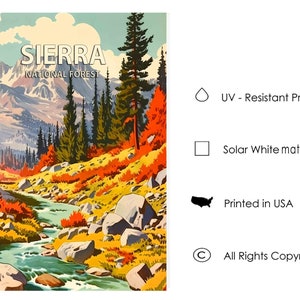 Sierra National Forest Poster Art Print, Retro National Park Gifts - Etsy