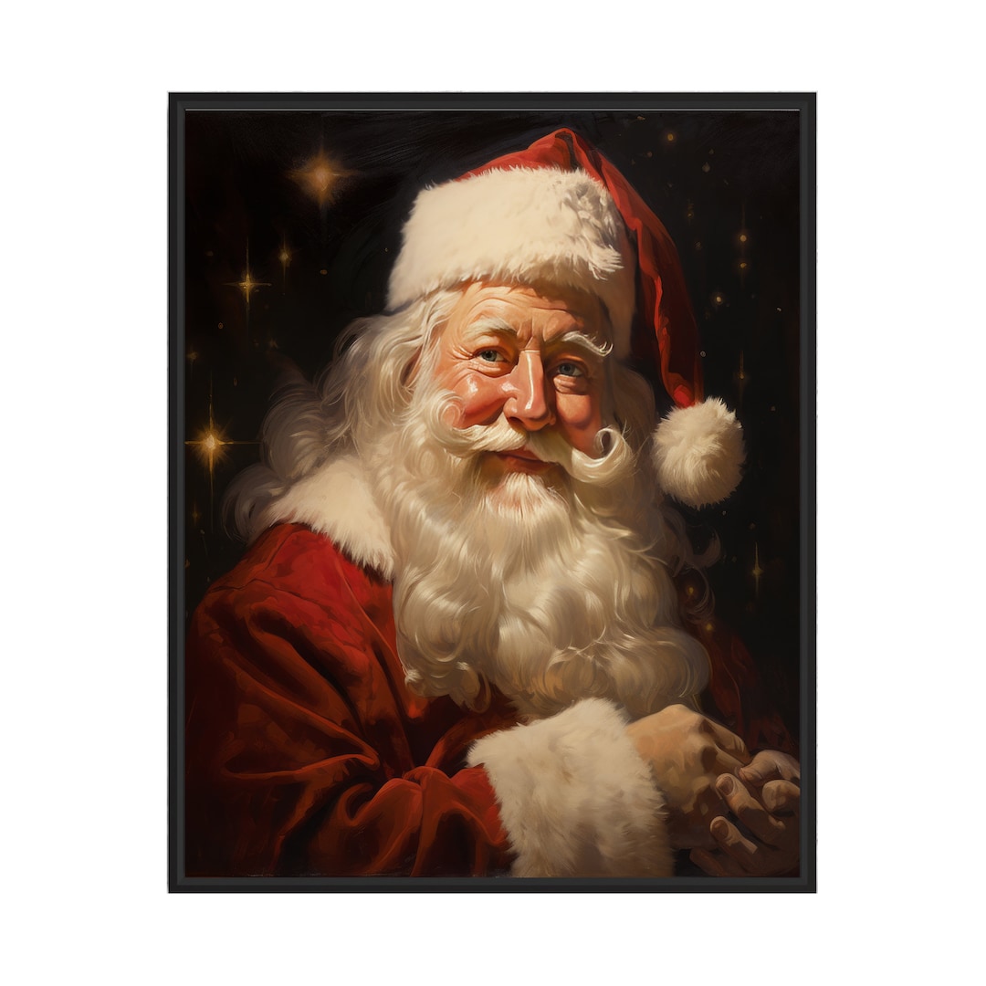 Santa Claus Poster Art Print, Holiday Christmas Wall Decor Painting ...