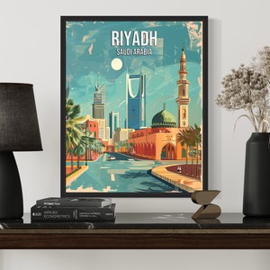 Riyadh Saudi Arabia Poster Art Print, City Retro Vintage Painting Wall ...
