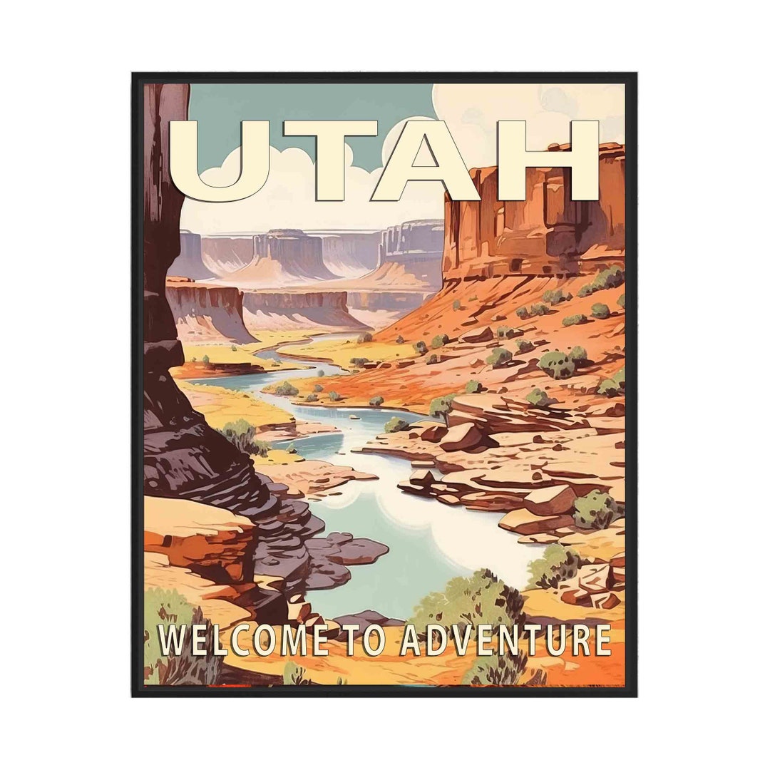 Utah State Scenery Poster Art Print, Retro National Park Gifts - Etsy