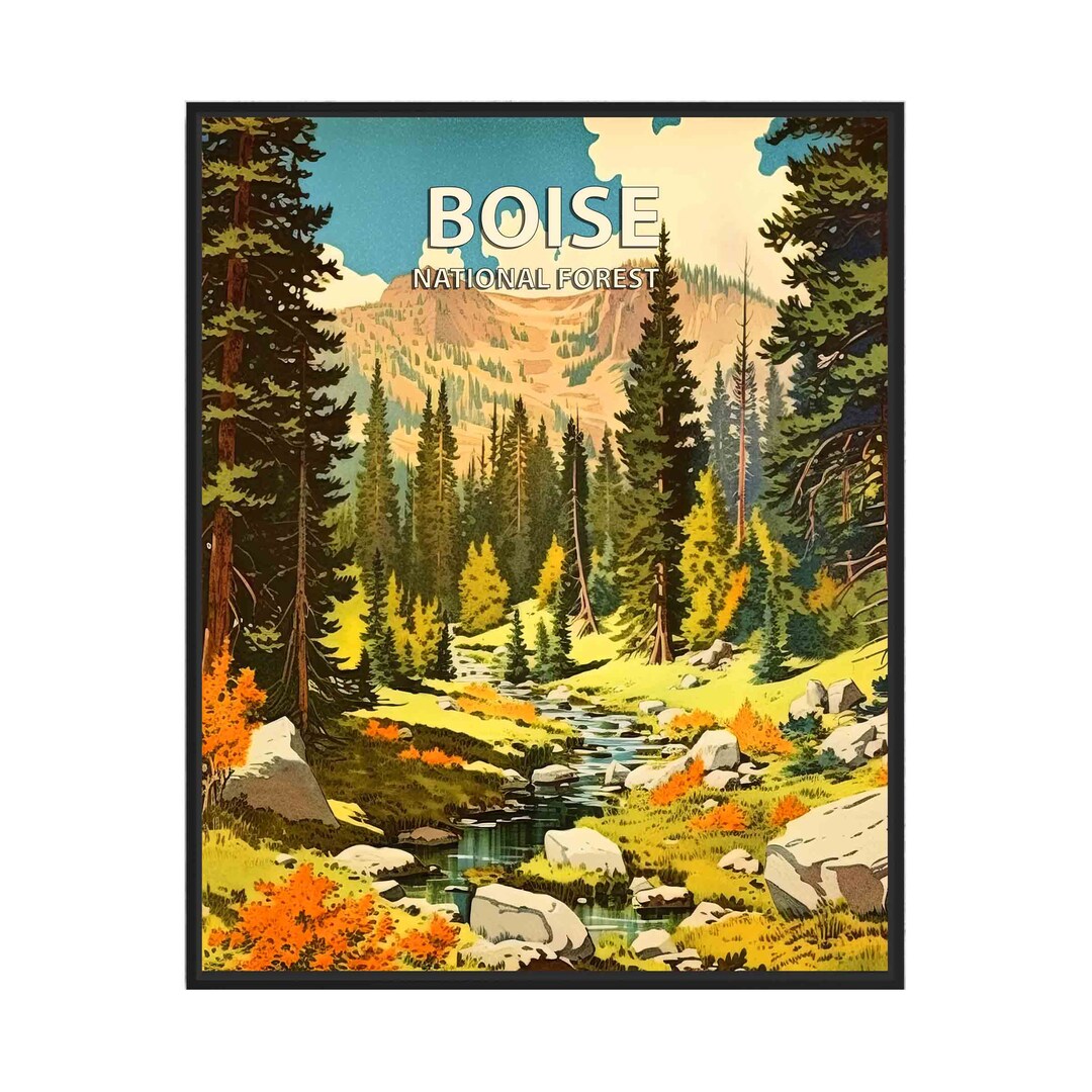 Boise National Forest Poster Art Print, Retro National Park Gifts - Etsy