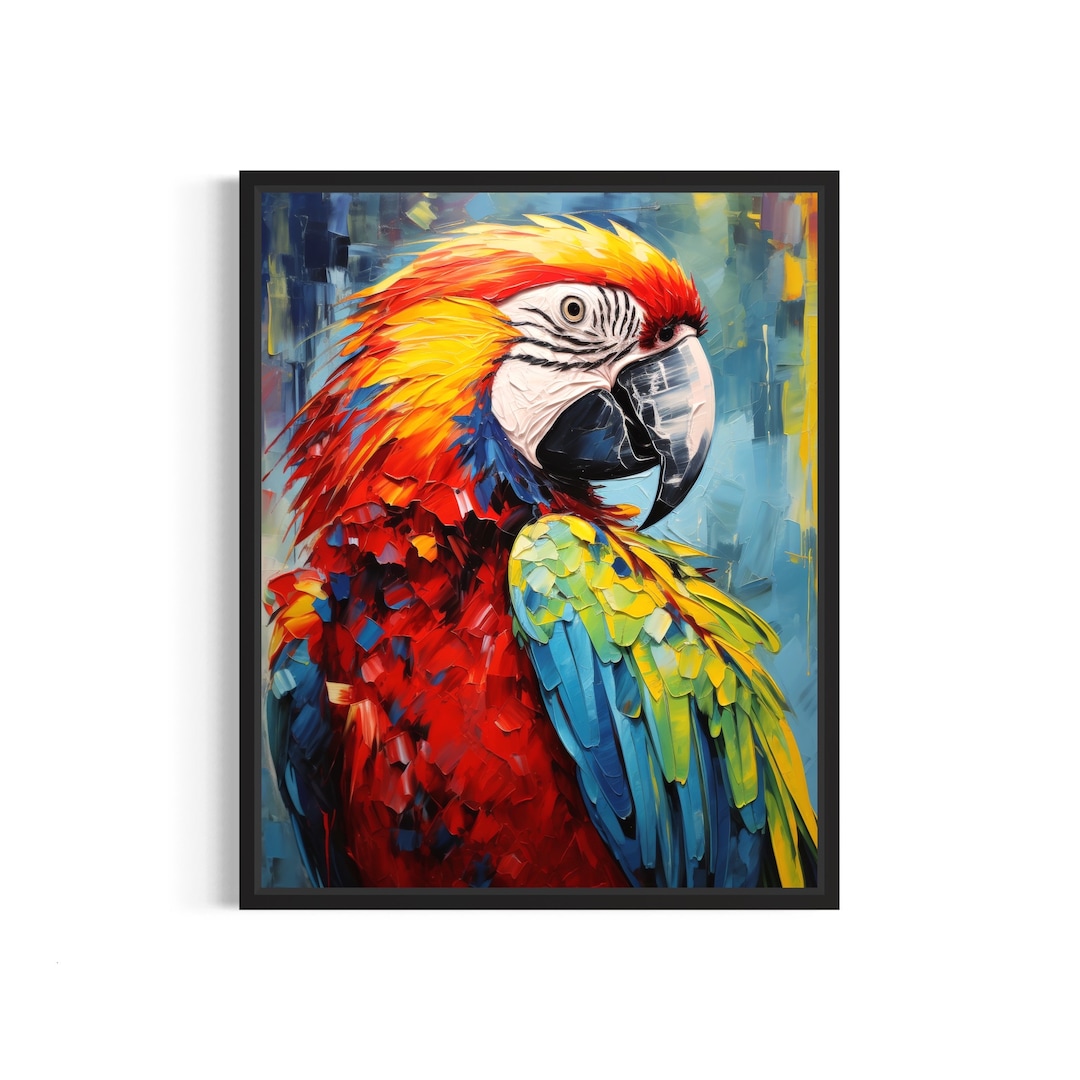 Parrot Poster Art Print, Abstract Animal Painting Wall Decor - Etsy