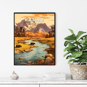 Katmai National Park Poster Art Print, Retro National Park Gifts - Etsy