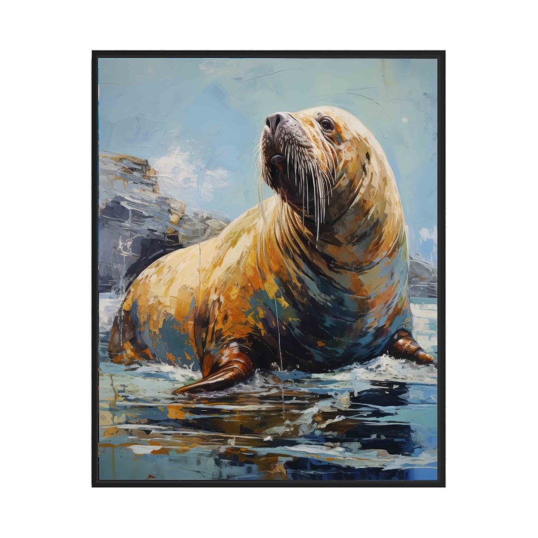 Walrus Art Print Posters, Animal Abstracts Wall Art Painting Decoration ...