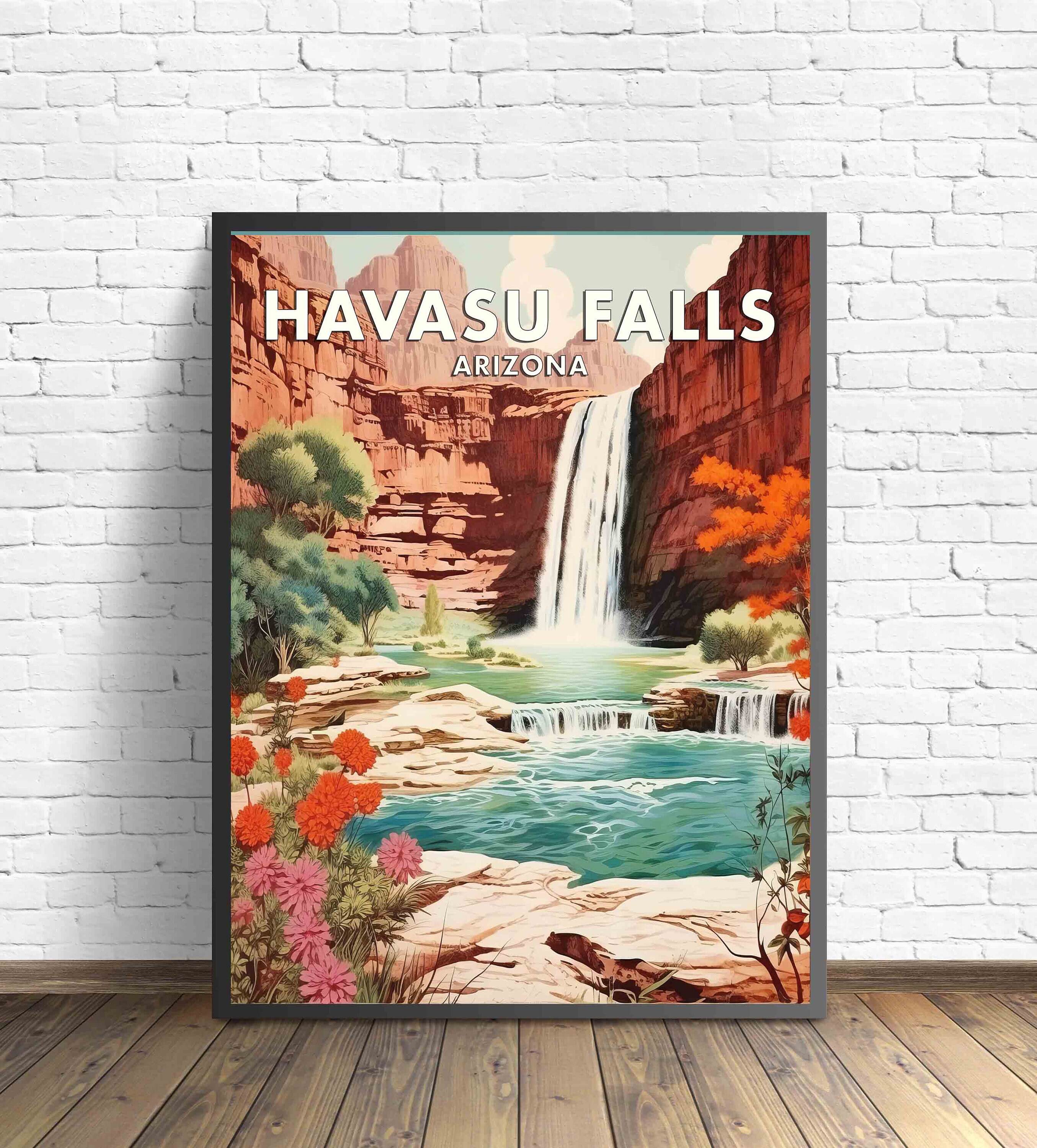 Havasu Falls Arizona Poster Art Print Retro National Falls - Etsy