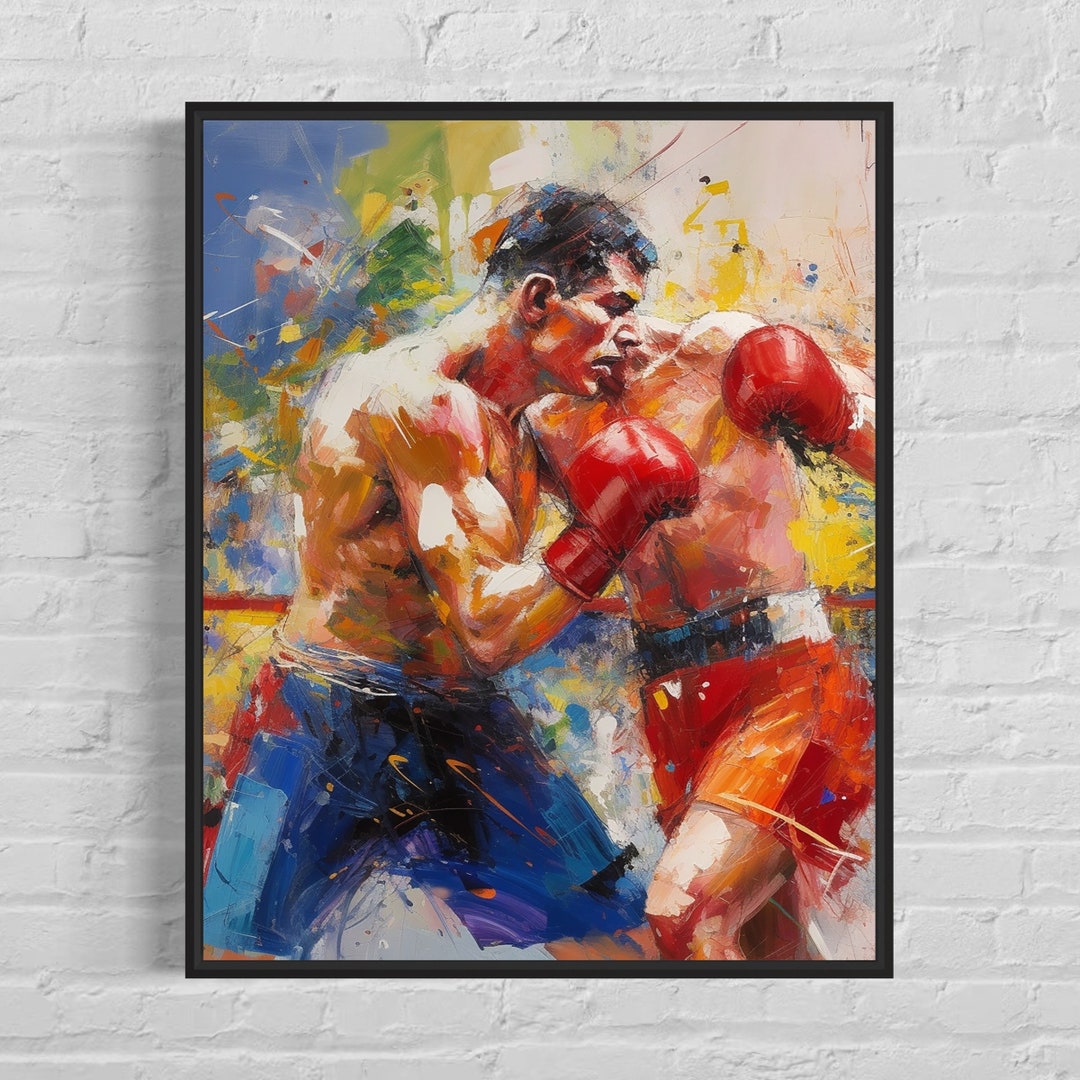 Boxing Abstract Painting Art Print, Colorful Abstract Wall Art Poster ...