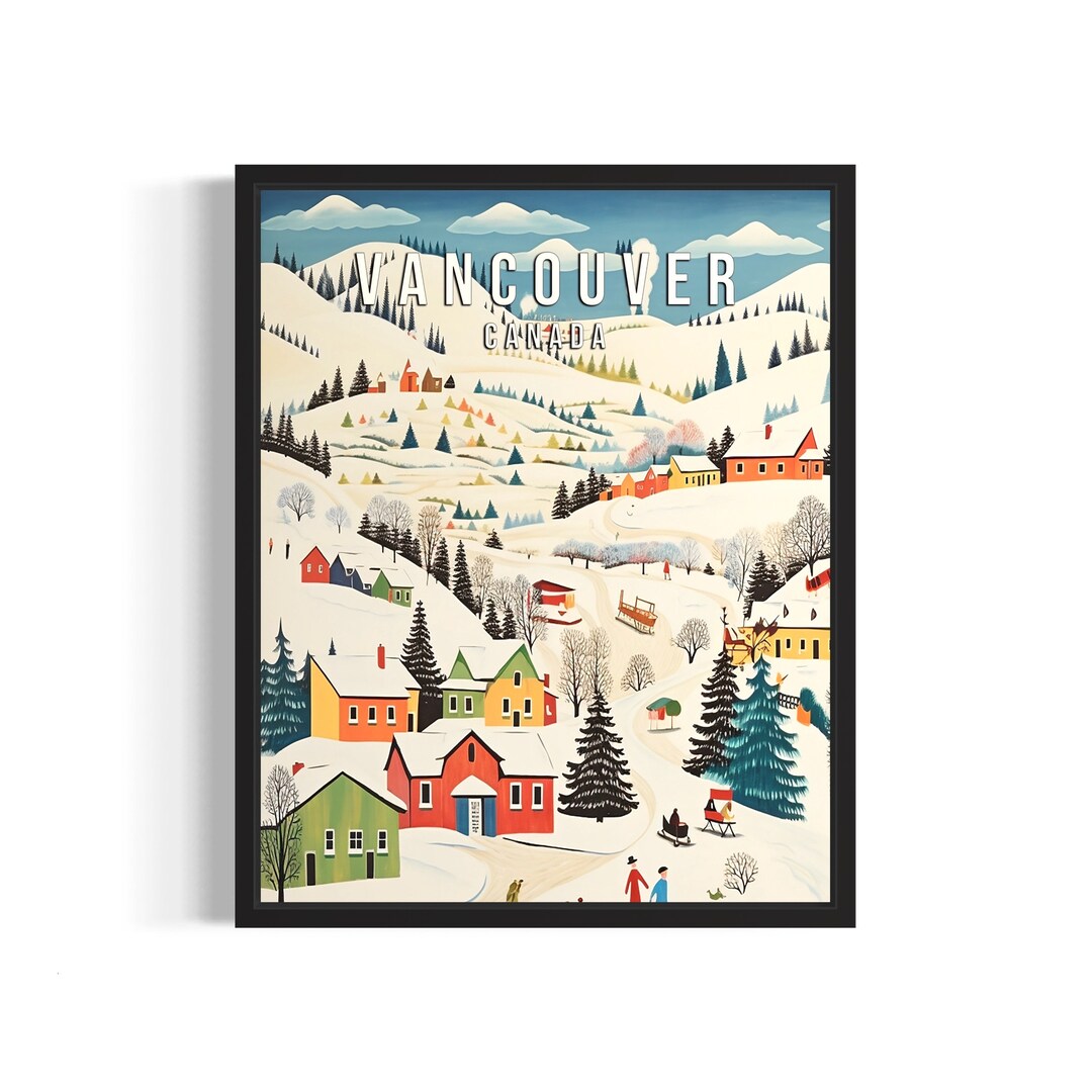 Vancouver Canada Poster Art Print, Famous City Retro Vintage Painting ...