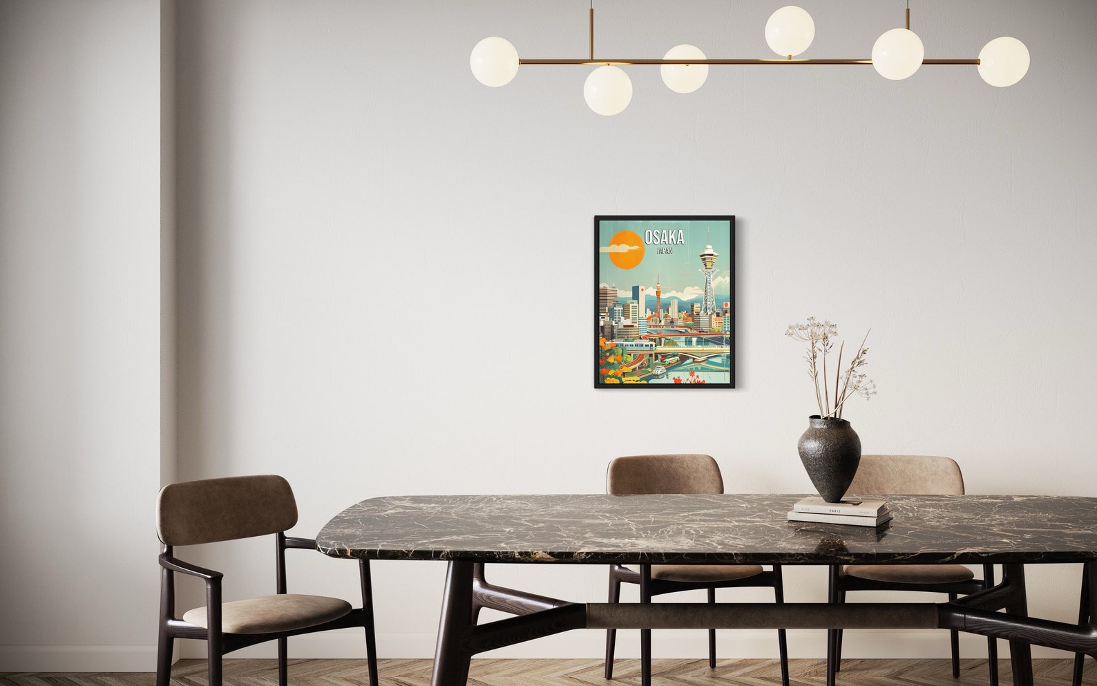 Osaka Japan Poster Art Print, City Retro Vintage Painting Wall Art ...