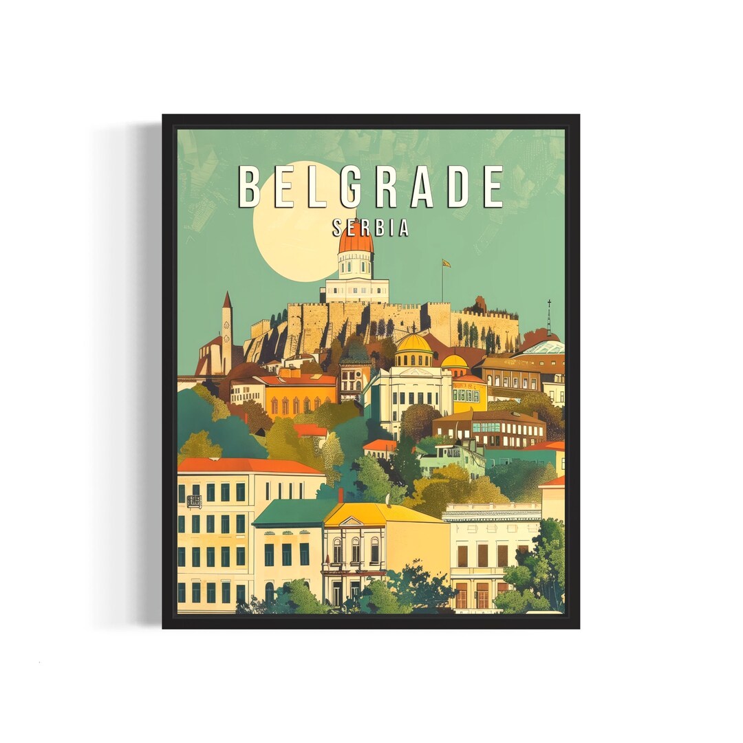 Belgrade Serbia Poster Art Print, City Retro Vintage Painting Wall Art ...