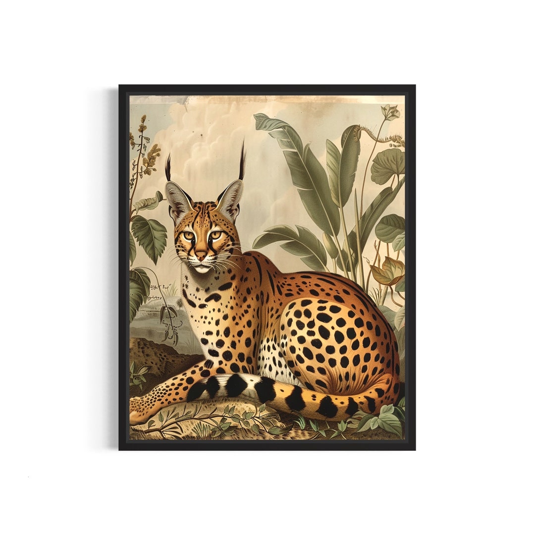 Serval Poster Art Print, Vintage Animal Painting Wall Decor - Etsy