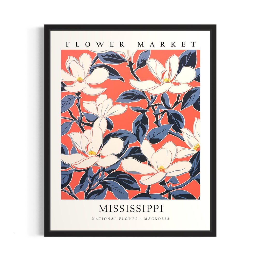 Mississippi Flower Market Poster Art Print, Botanical Collection for ...