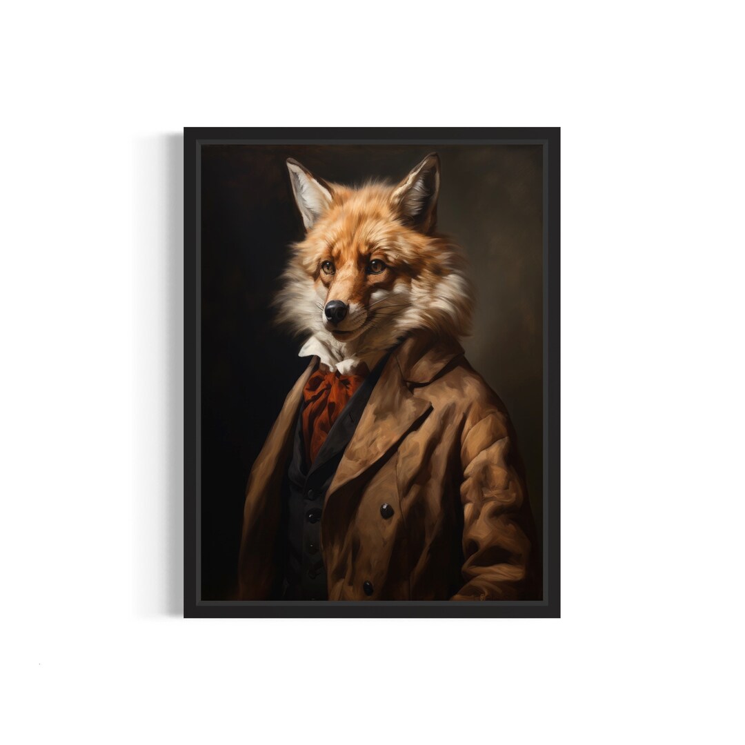 Red Fox Poster Art Print, Vintage Animal Painting Wall Decor Artwork - Etsy