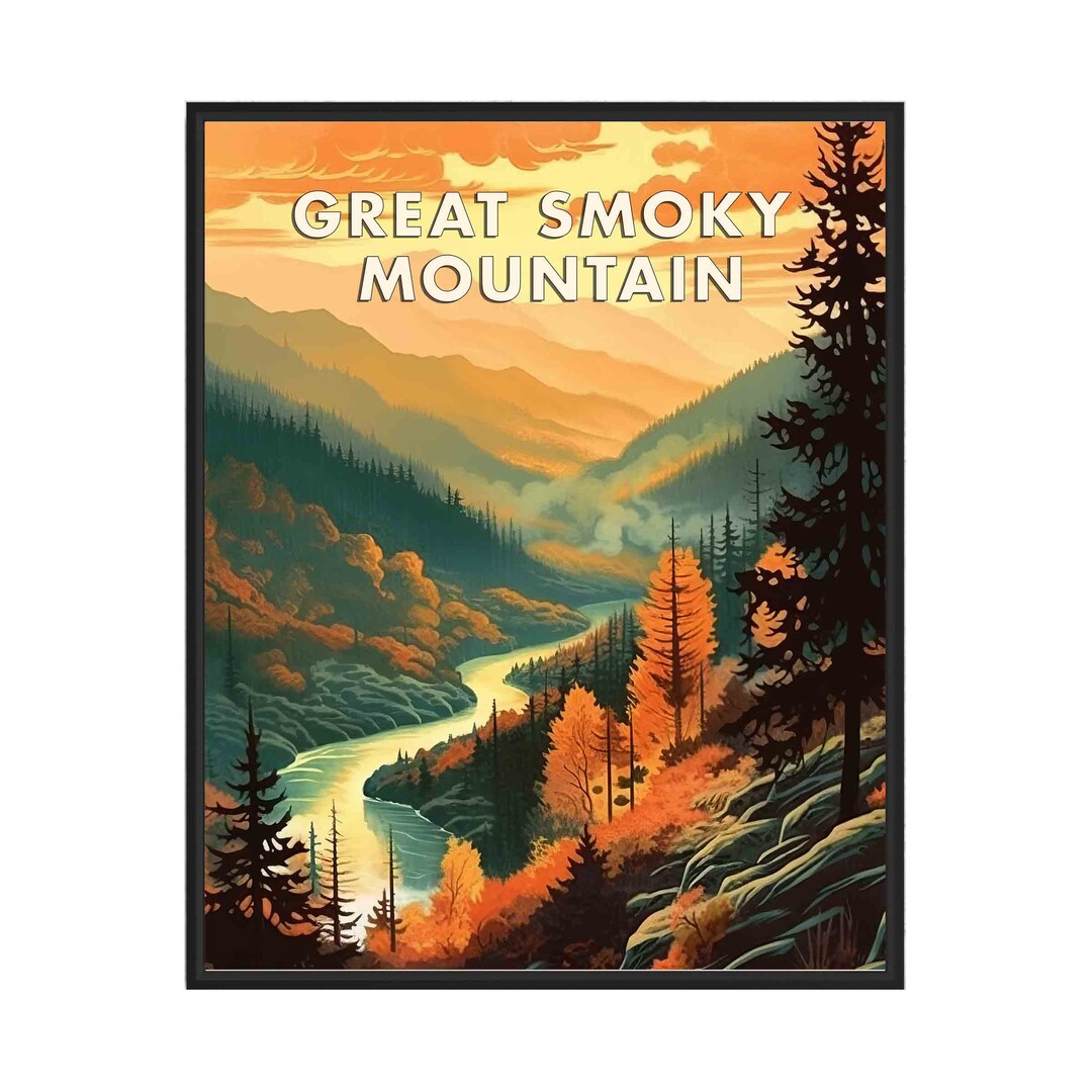 Great Smoky Mountain National Park Poster Art Print, Retro National ...